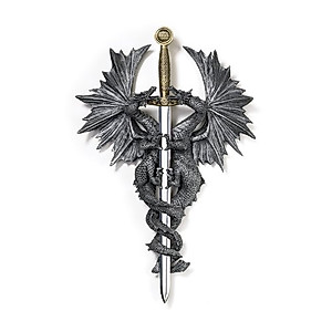 Gifts & Decor 36247 Dragon Dagger Wall Plaque, Multicolor