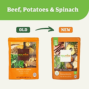 Real Food Blends Beef, Potatoes & Spinach - Pureed Food Meals for Tube Feeding with Protein, Vegetables & Fruits - 330 Calories for Lunch & Dinner - 9.4 oz (Pack of 12)