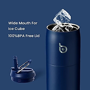 BOTTLE BOTTLE Stainless Steel Water Bottle with Straw and Lid 32oz Vacuum Insulated Water Bottle Stay Cold for 24 Hrs, Hot for 12 Hrs, Leak-Proof Wide Mouth Water Bottles for Men,indigo blue