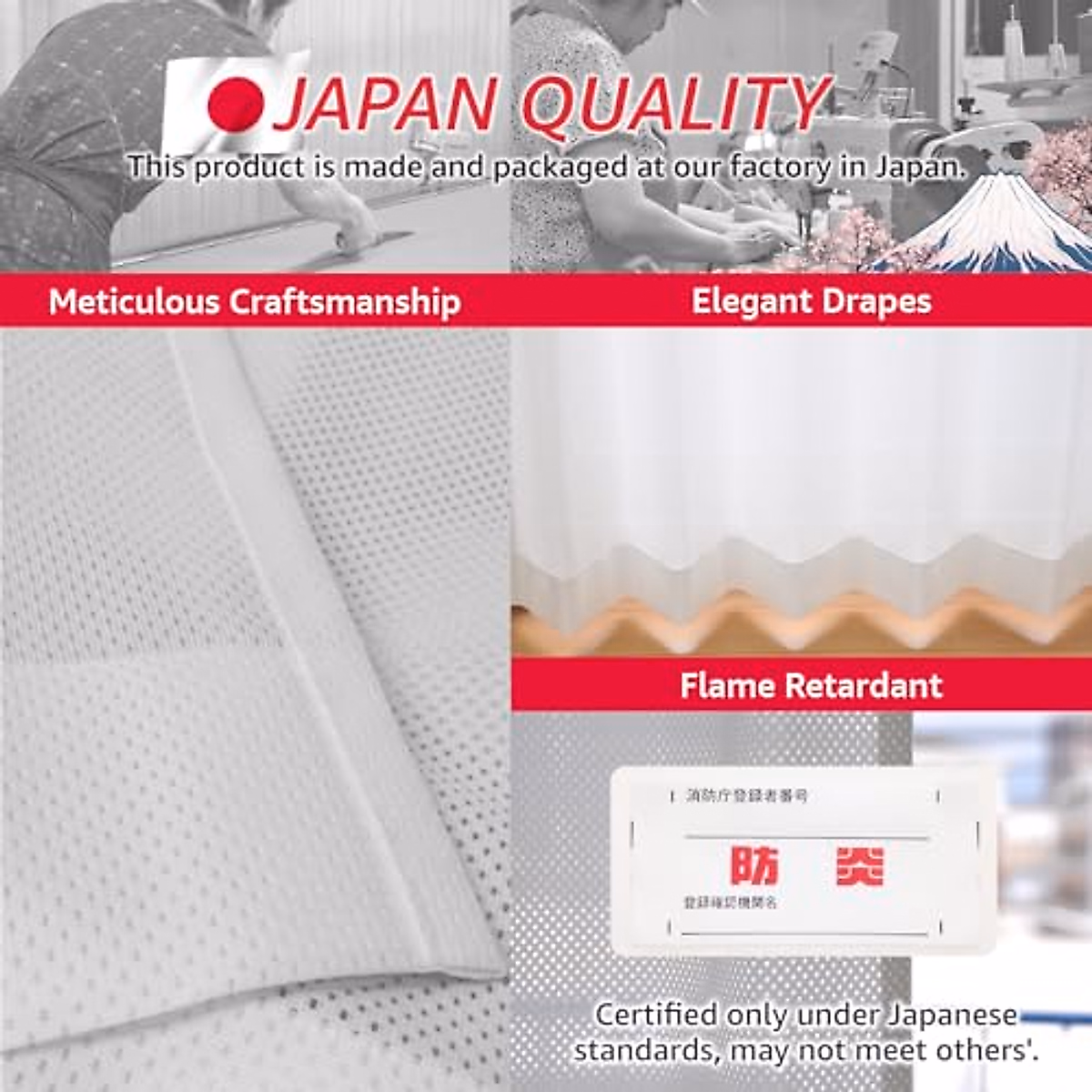 One-Way See Through Privacy Lace Curtains [Ninja], 194 Sizes, Made in Japan, Pinch Pleated 2 Panels Set, Hooks & Rings Included, Insulating, White Semi Sheer for Living Room/Bedroom, 49.2"W x 94.9"L