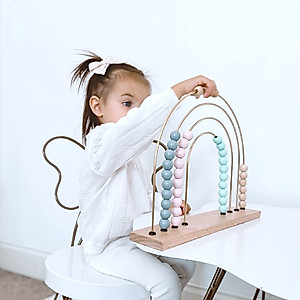 Hoky’s Hut Aesthetic XL Rainbow Abacus 14” x 11.25”- Montessori Toy for 1 Year Old & up 2-in-1 Sensory Toy & Kids Room Decor, Nursery Decor, Kids Bookshelf Decor, Unique or Kids Gifts, Hot Toy