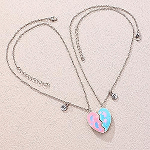 DOYYCA Best Friend Necklace Gifts Friendship Necklace Magnetic Matching Unicorn Heart BFF Necklace for 2 Girls (Blue Pink Unicorn)