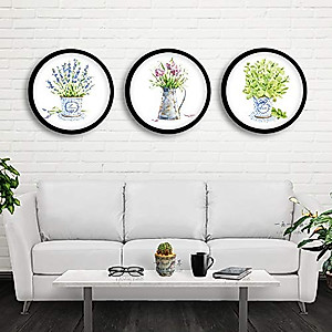 alblinsy Round Photo Frame Wooden Wall Hanging Picture Frames for Home Office Wall Decor (Black, 10 inch)