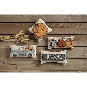 Mud Pie, Blessed, Mu dPie Fall Mini Hooked Pillow, 6" x 12"
