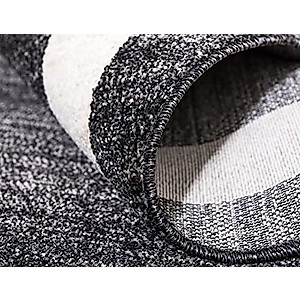 Unique Loom Del Mar Collection Area Rug - Maria (7' 10" Round, Black/ Ivory)