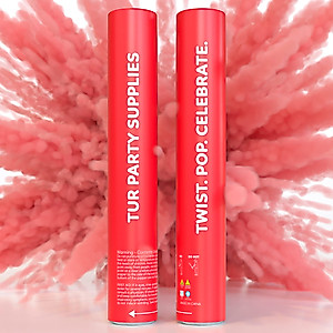 2 Pack Red Powder Poppers Biodegradable Powder Cannons | TUR Party Supplies | Red Biodegradable Powder | Launches up to 25ft | Giant (12 in) | Powder Poppers for Celebrations, Festivals, and Parties