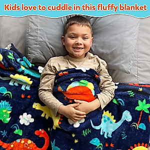 mermaker Dinosaur Blanket for Boys, 380 GSM Dinosaur Toddler Blanket for Boys and Girls, Cute Dinosaur Blanket for Kids, Toddler Boys Blanket Soft Fleece Kids Throw Blanket for Toddler (50x60 inch)