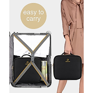 MONSTINA Makeup Train Cases, Professional Travel Makeup Bag, Portable Organizer Storage Bag for Cosmetics Makeup Brushes Toiletry Travel Accessories Black Small