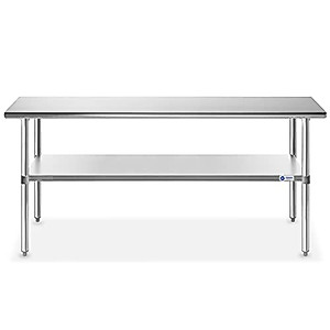 GRIDMANN Stainless Steel Work Table 72 x 24 Inches, NSF Commercial Kitchen Prep Table with Under Shelf for Restaurant and Home