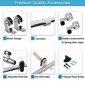 BONIKLUBA Stainless Steel Sliding Barn Door Hardware Track Kit Top Mount T Hanger Set for Single Door use, Easy to Install