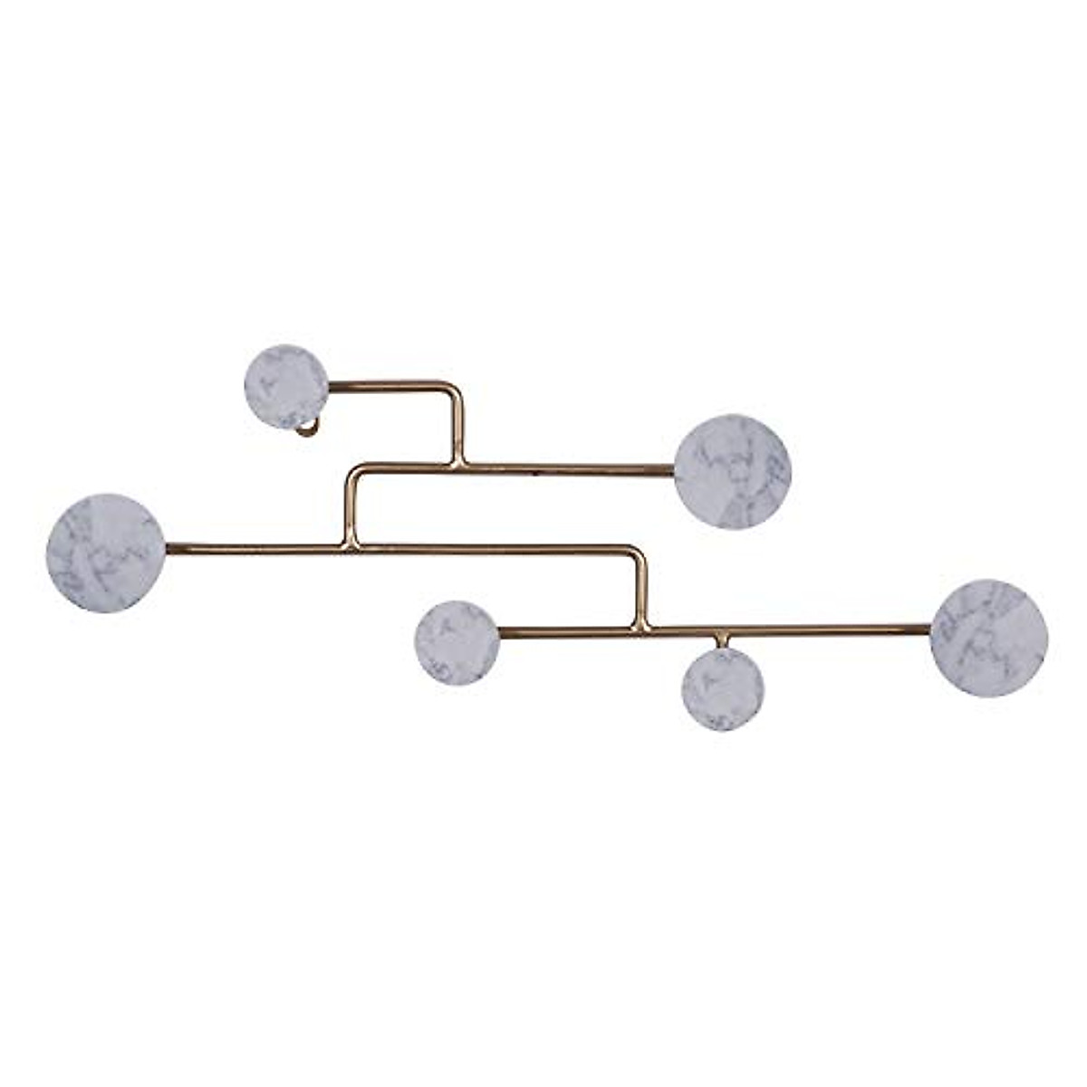 Deco 79 Wood 6 Hangers Wall Hook, 24" x 2" x 7", Gold