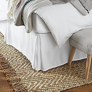 Amazon Basics Lightweight Pleated Bed Skirt - Queen, Bright White & Lightweight Super Soft Easy Care Microfiber Bed Sheet Set with 14-Inch Deep Pockets - Queen, Bright White