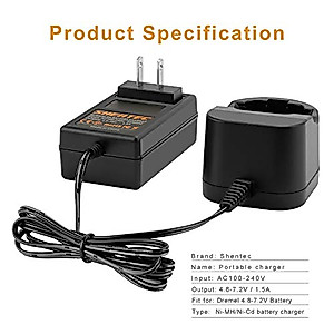 Shentec 4.8V and 7.2V Ni-MH and Ni-Cd Charger Compatible with Dremel 755-01 757-01 5000755-01 7700-01 7700-02 7300 Pod Style Battery (Not for 757 Battery)
