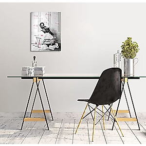 familypers Bathroom Canvas Wall Art Funny Pictures Elephant In Bathtub With Pink Bubbles Wall Decor Grey Background Print For Home Decorations Bathroom Wall Decor Ready To Hang 12x16 Inch