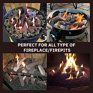GASPRO Ceramic Logs for Propane Fire Pit or Gas Fireplace, Small Fake Wood Logs Set, 10-Piece