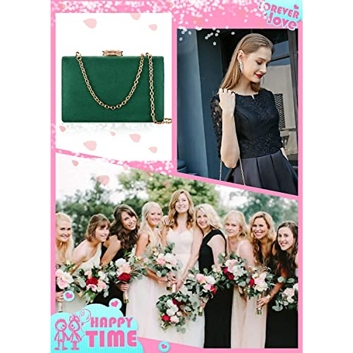 BENCOMOM gold clutch, gold clutch purses for women evening Bridal Prom Handbag shoulder bag Wedding gold Purse Party Bag