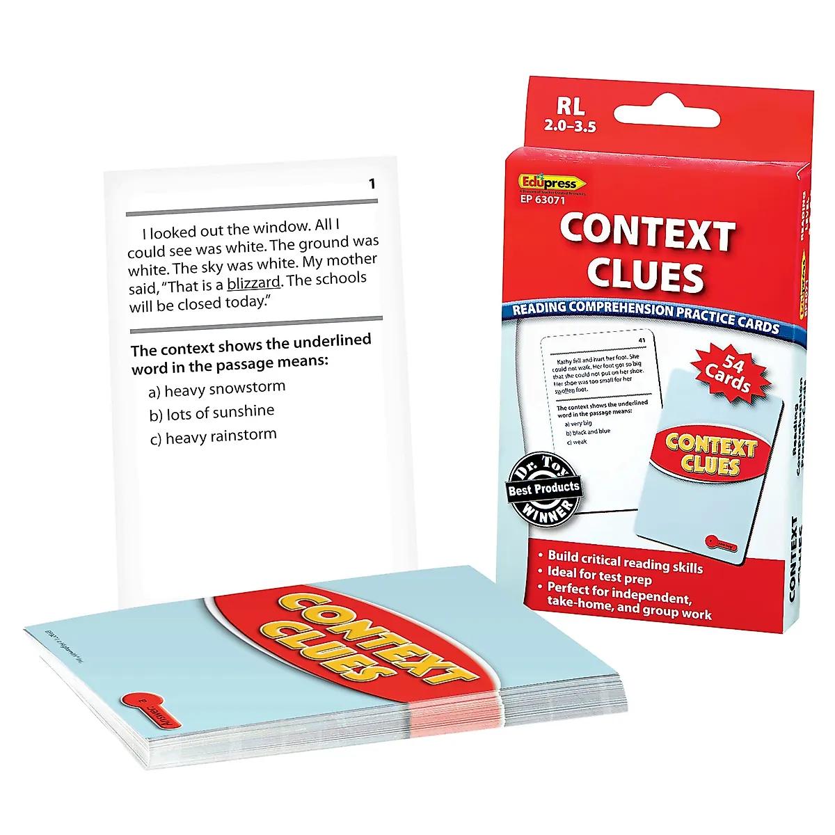 Edupress Reading Comprehension Practice Cards, Context Clues, Red Level (EP63071)