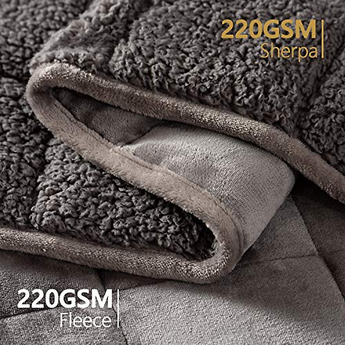 Mr.Sandman Weighted Blanket Adults 15lbs for Queen Size Bed, Soft Sherpa Heavy Blanket Relieves Pressure with Premium Microbeads - 60"x80" Grey