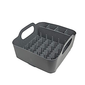 Umbra Tub Dish Drying Rack – Lightweight Self-Draining Dish Rack for Kitchen Sink and Counter at Home, RV or Motorhome, Charcoal