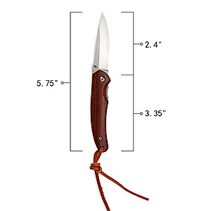 STANBIK Pocket Knife for Men,Pocket Knife with 2.4in 9CR18MOV Blade and Rosewood Handle for Outdoor, Tactical, Survival and EDC.
