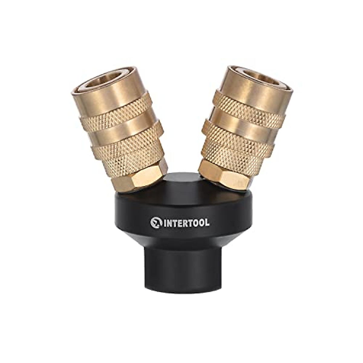 INTERTOOL 2-Way Round Air Splitter Manifold, 1/4-inch Female NPT, With Quick Coupler Connectors, V-Type PT08-1852