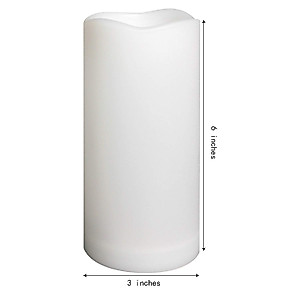 CANDLE CHOICE Waterproof Outdoor Battery Operated Flameless Candles Remote Timer White Plastic Realistic Flickering Fake Electric LED Pillars Lantern Garden Wedding Christmas Decorations 3”x6” 6 Pack