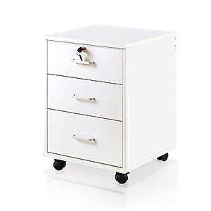 TUKAILAi Mobile File Cabinet with 3 Drawers, Under Desk Rolling Filing Cabinet with 4 Wheels for Letter/Legal / A4 Size, Wooden Stationery Storage Cabinet for Home Office (White)