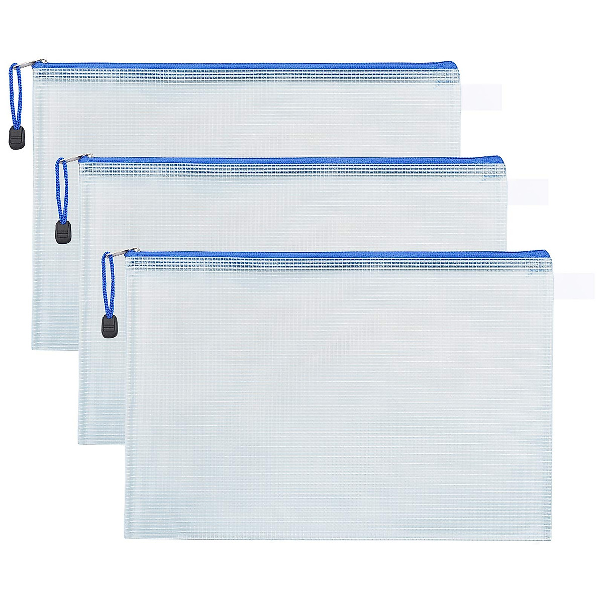 MJIYA Mesh Zipper Pouch Document Bag Plastic Zip File Folders Weatherproof Large Stylish Multipurpose Organizer Folder for School and Office Supplies Business Papers (White, B4)