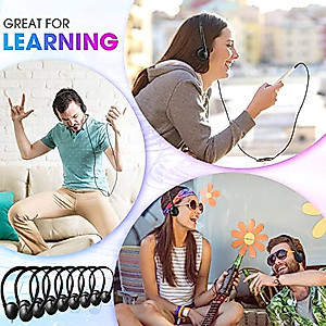 60 Pieces Headphones Bulk for Classroom Over The Head Headphones Wired Adjustable On Ear Student Headsets with 3.5 mm Headphone Plug for School Classroom Kids Children Teen and Adults (Black)