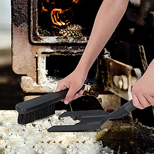 Coal and Ash Bucket with Shovel and Hand Broom, 2-Gallon Portable Pail Metal Bucket Pellet Carrier, Wood Pellet Storage Container, Tool set Accessories for Fireplace, Fire Pit, Wood Burning Stove