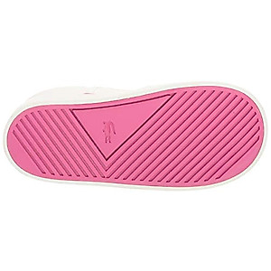 Lacoste Girl's GAZON Shoe, off white/dark pink, 6. Medium US Toddler