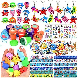 122Pcs Under the Sea Party Favors for Kids, Ocean Sea Party Favors, Cute Sea Animal Themed Party Supplies for Boys Girls, Ocean Themed Gifts Pinata for Birthday Party Classroom Rewards for Kids