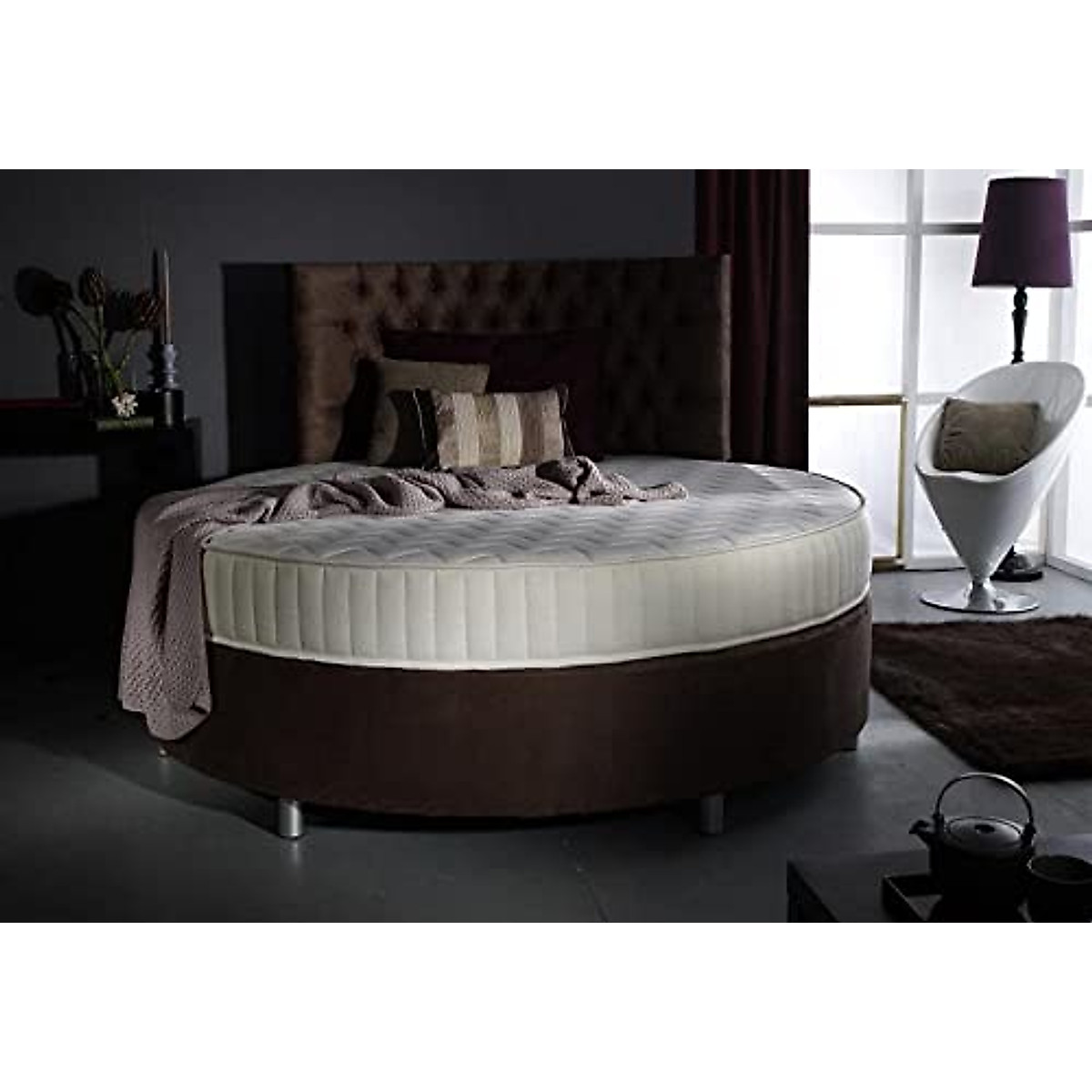 Mielmoon Round Mattress (86" Diameter) Luxury King - Premium Foam Firm Medium Plush - Round Bed Mattress USA (King 8")