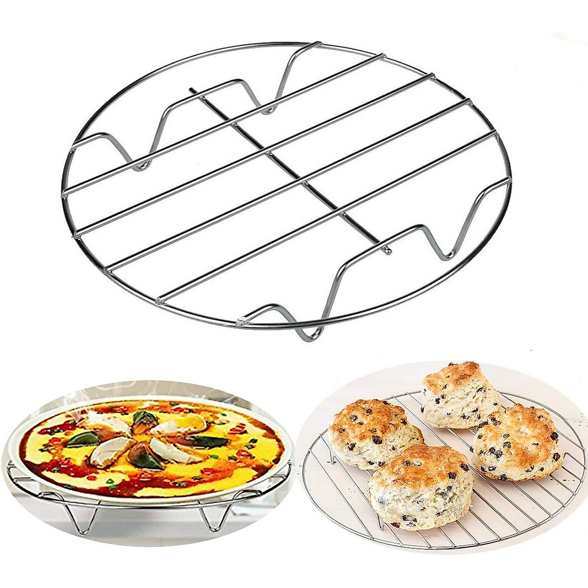 Konrisa Stainless Steel Steam Rack for Instant Pot Cooking Trivet Rack Holder Egg Steamer Basket Trivet Food Stand Air Fryer Rack for Pressure Cooker, Set of 3