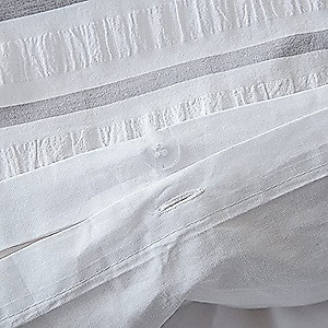 Merryfeel Seersucker Duvet Cover Set Queen Size, 100% Cotton Yarn Dyed Seersucker Stripe Duvet Cover with Pillowshams,3 Pieces Bedding Set - Full/Queen
