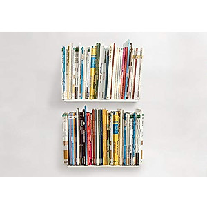 TEEbooks Bookshelf - Set of 2 Shelves - Steel - White - 45 x15 x 25 cm - for Large Format Books, Comics, Art Books