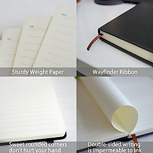 aellabus 6 Pack Black Journal Notebooks for work, A5 Hardcover Notebook, 192 Pages, 5.75 inches x 8.38 inches, 100 GSM Thick Paper (Black)