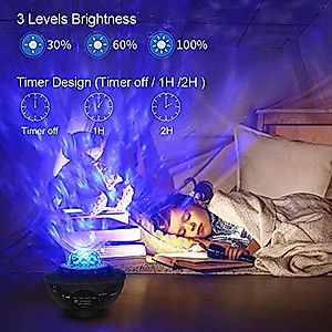 Star Projector, Ocean Wave Night Light Projector with Adjustable Lightness Remote Control Timer 10 Lighting Modes Built-in Music Speaker Galaxy Light for Kids Adult Bedroom Living Room