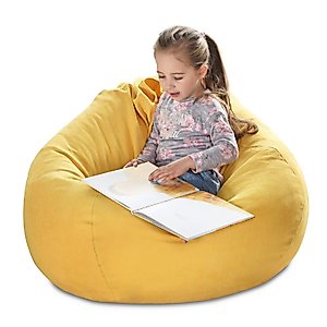 YuppieLife Stuffed Animals Bean Bag Chair Cover Candy-Colored Bean Bag（Just Cover, No filling）/Large Stuff 'n Sit Organization/Toy Storage Bag/Kids Toys Organizer（38'',Ginger）