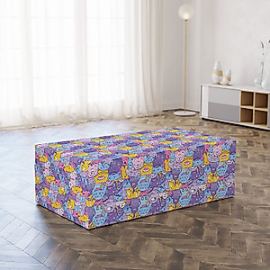 Ambesonne Aliens Foldable Mattress, Happy Monsters, 78.7" x 47.2", Ceil Blue and Multicolor