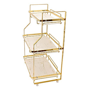 Bathroom Standing Rack, Easy to Bathroom Storage Shelf Stable White and Gold Wall Mounted for Bedroom(3 Tier)