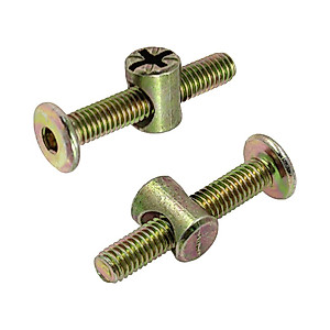 Eilumduo 20 Sets Crib Screws and Bolts, M6 x 35mm Zinc Plated Hex Socket Head Cap Screws Bolt Nuts, Barrel Bolt Nuts Hardware Replacement Kit for Furniture Cots, Beds Crib, Chairs (Philips Barrel Nut)