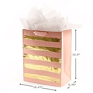 Hallmark Assorted Birthday Gift Bag Bundle with Tissue Paper (1 Medium and 2 Large Bags, Gold and Pink)