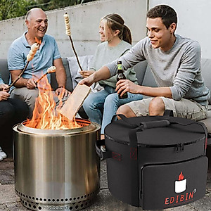 Outdoor Smokeless Fire Pit Bag Compatible with Solo Stove Bonfire Fire Pit W x 19.5 Inch,H x 14 Inch Smokeless Fire Pit, Natural Wood Burning Firebowl(Only Bag)