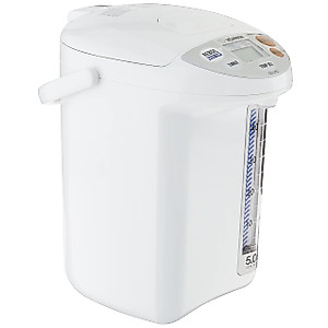 Zojirushi Micom Water Boiler and Warmer, 169 oz/5.0 L, White & NS-ZCC10 Neuro Fuzzy Rice Cooker, 5.5-Cup, White