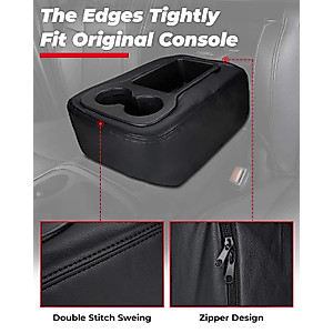 ISSYAUTO Armrest Cover Compatible with 2007-2014 Silverado Suburban Yukon Sierra Tahoe Jump Seat, Leather Center Console Cover