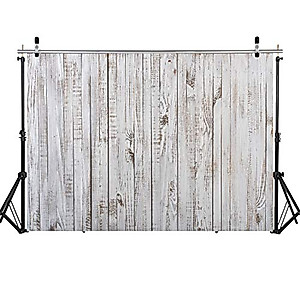 WOLADA 8x6FT Vintage Wood Backdrop Retro Rustic White Gray Wooden Floor Backdrops for Photography Kids Adult Photo Booth Video Shoot Vinyl Studio Prop 11890