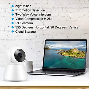 Tosuny WiFi IP Babycam 1080P Video Baby Monitor Wireless 2-Way Intercom Baby Care Monitor Indoor PTZ Home Security Camera, Support PIR Motion Detection/Loop Recording (US)