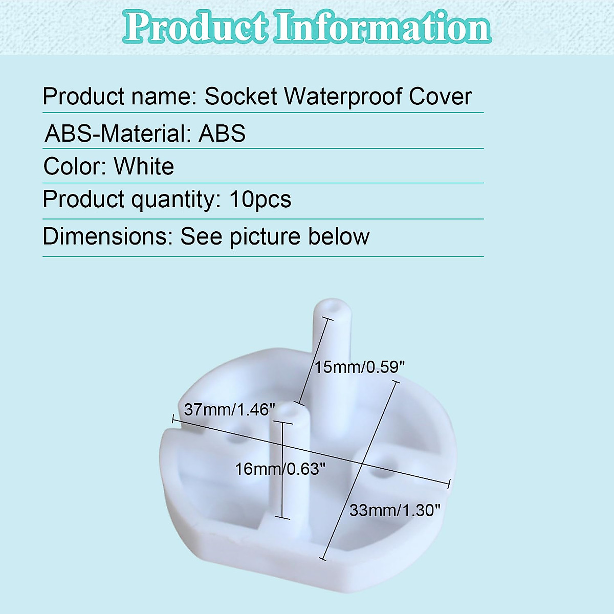 Fielect Outlet Plugs Covers Childproof EU Plug Protectors Electric Socket Cover Electrical Protector 2-Hole White 10Pcs