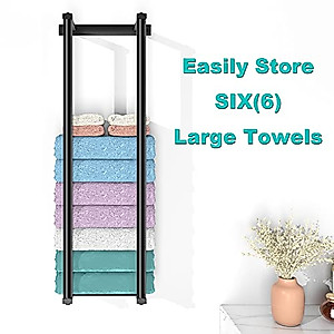 Nidouillet Wall Towel Rack for Rolled Towels, New Upgrade 2 Bar Towel Racks for Bathroom Wall Mounted, Bathroom Towel Storage, Metal Bath Towel Holder for Folded Large Towel Washcloths, Black